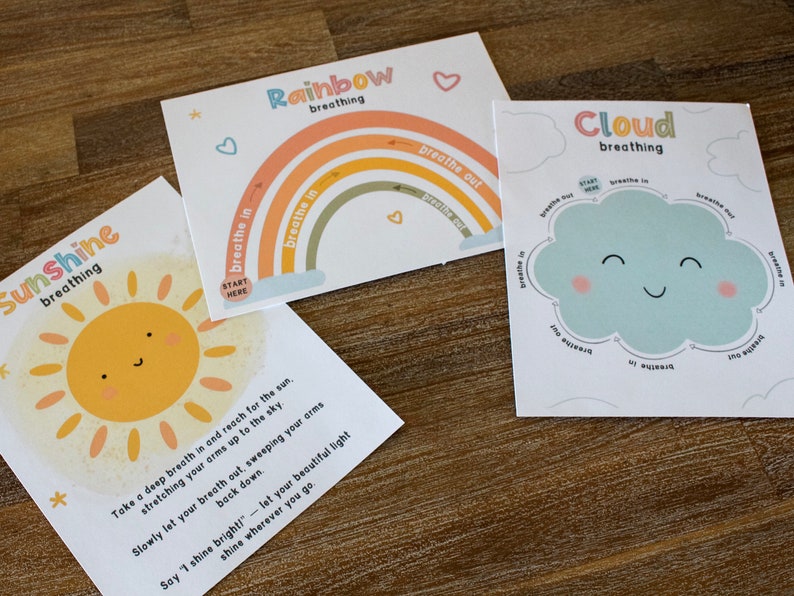 Weather Breathing Printables, Rainbow Breathing, Calming Activities for ...
