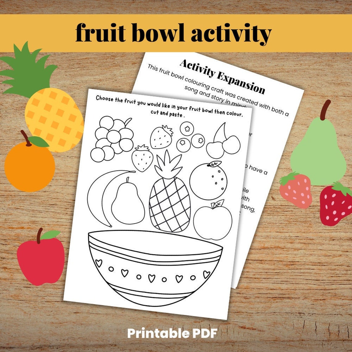 Fruit Bowl Activity, Fruit Craft and Colouring, Preschool Printable ...