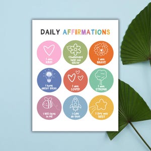 Daily Affirmations Poster for Kids, Social Emotional Learning, Self ...