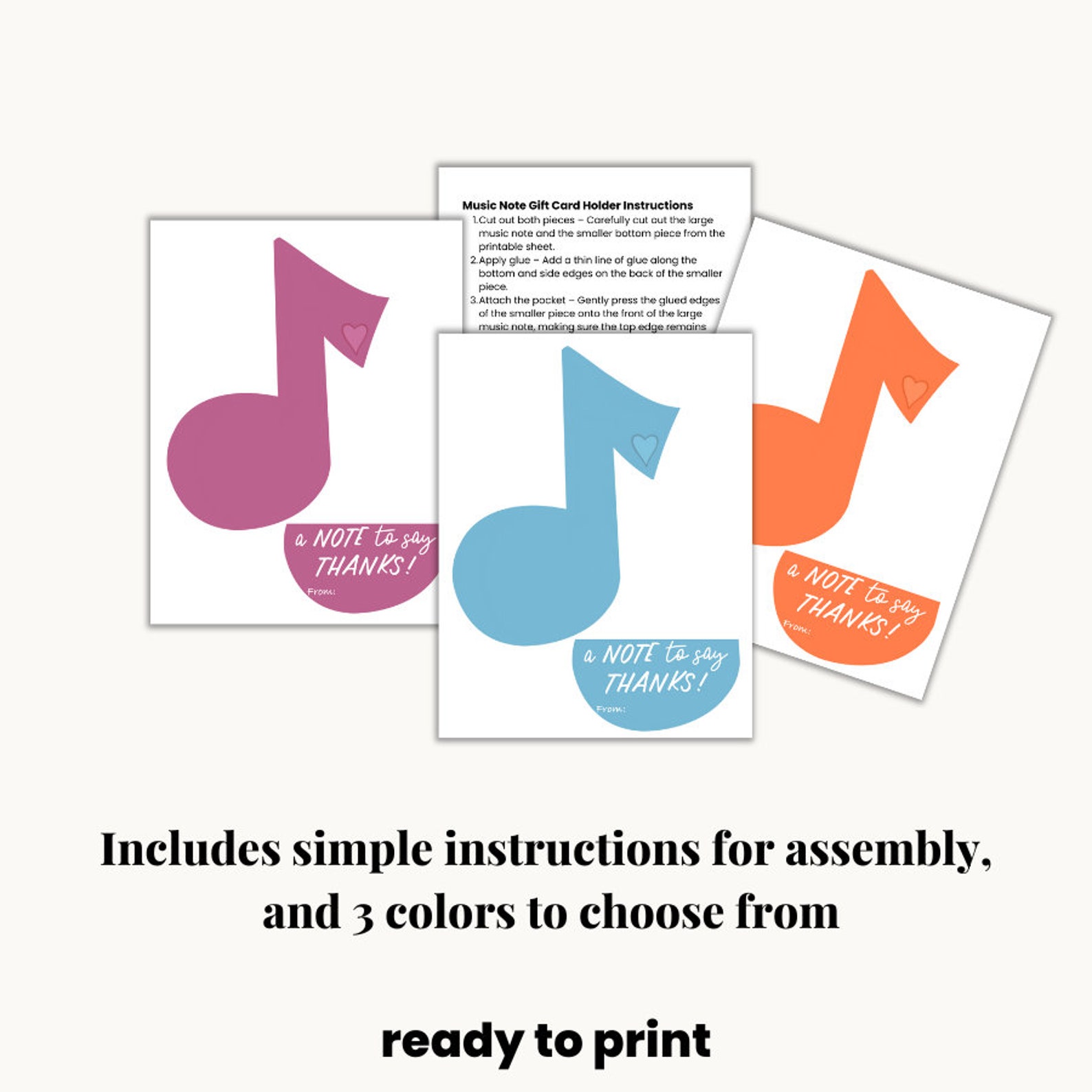 Music Teacher Thank You Card, Music Note Gift Card Holder, Piano ...