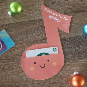Music Note Gift Card Holder, Music Teacher Gift, Teacher Thank You Gift ...