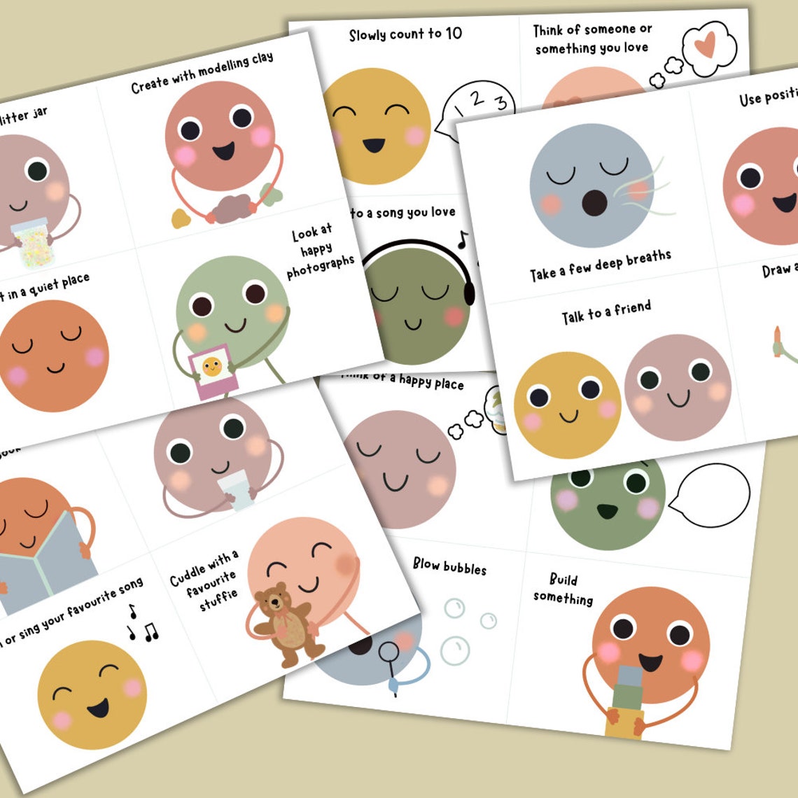 Boho Emotion Flashcards and Coping Cards, Emotional Regulation, Social ...