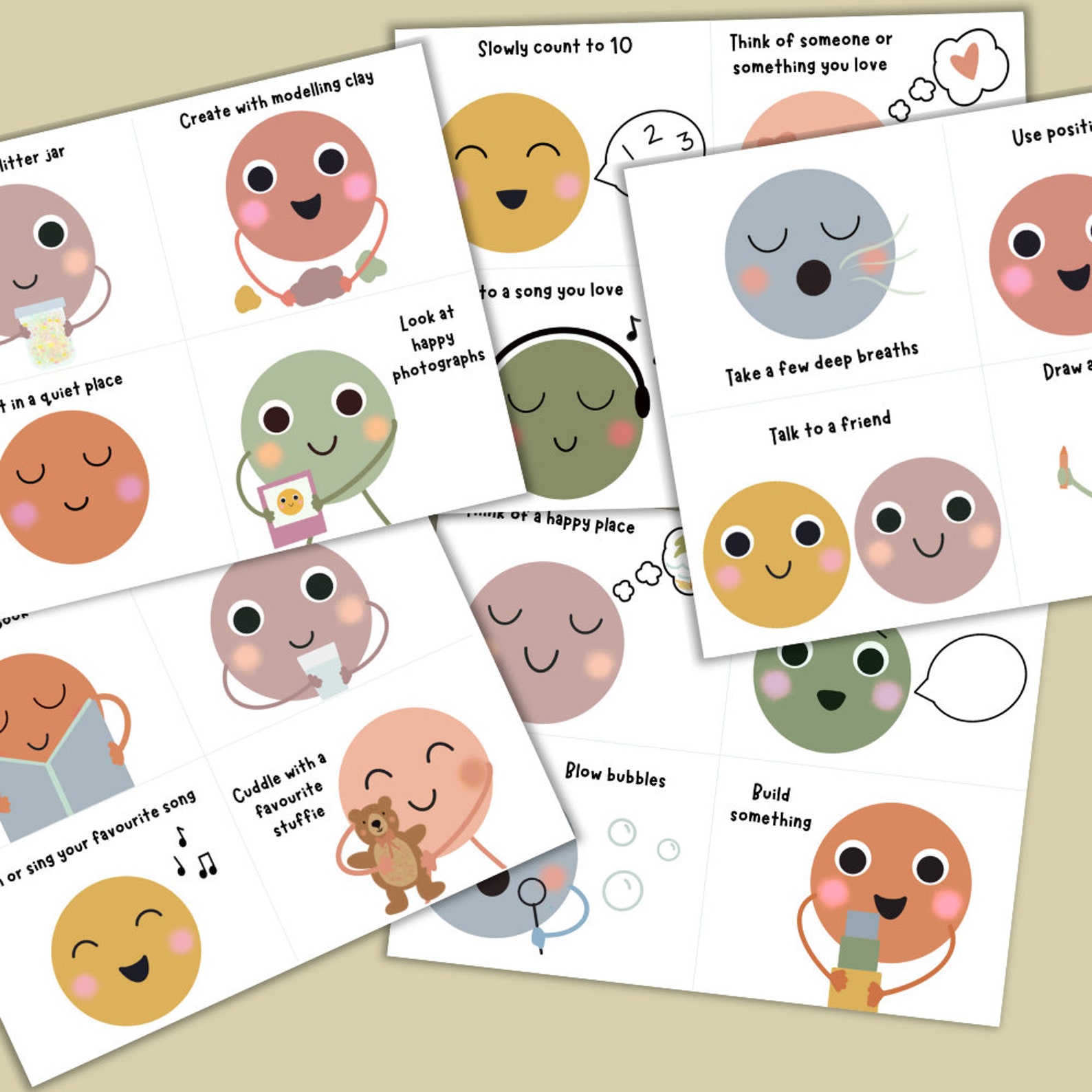 Boho Emotion Flashcards and Coping Cards, Emotional Regulation, Social ...