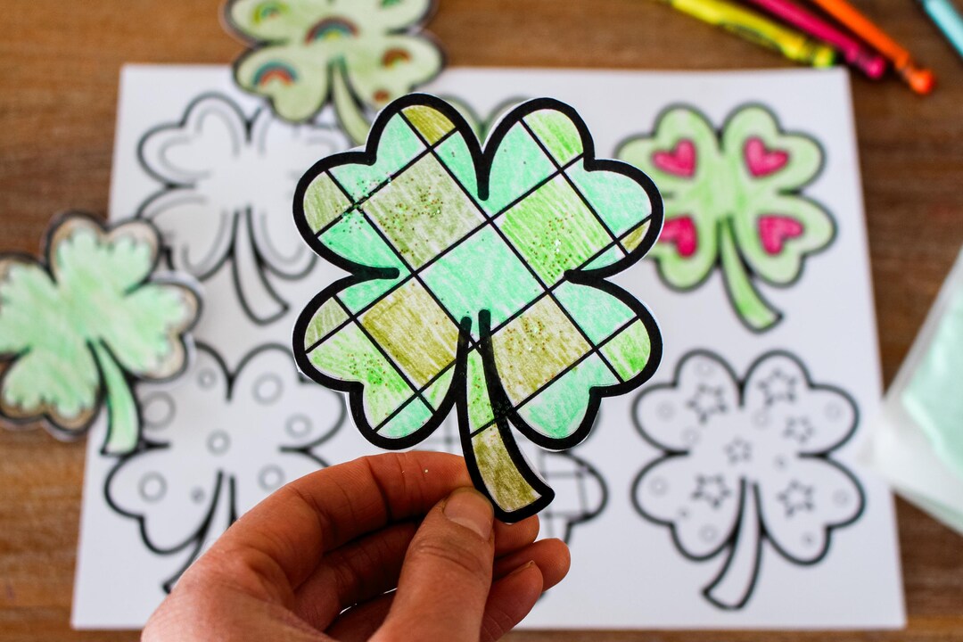 4 Leaf Clover Coloring Craft, St Patrick’s Day Preschool Activity, Fine ...