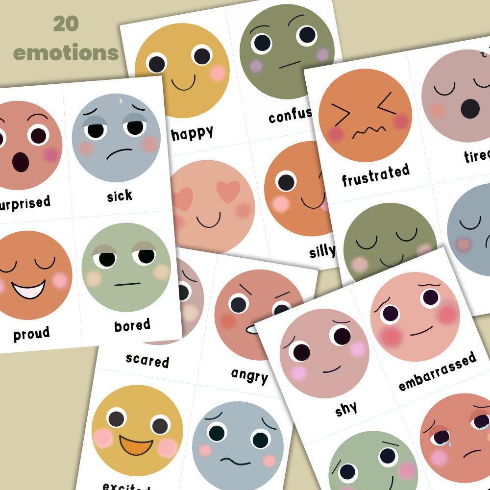 Boho Earthy Emotion Flashcards, Emotion Preschool Printables, Social ...