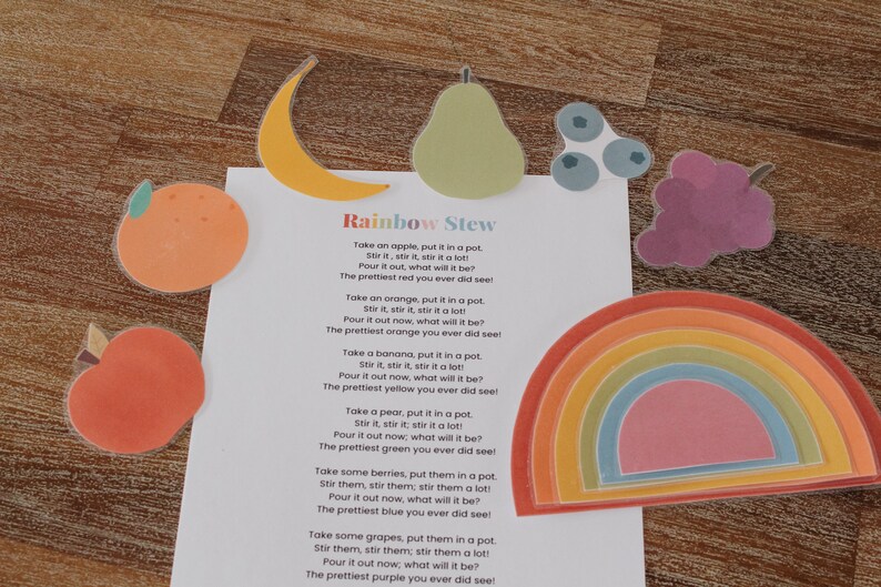 Rainbow Stew Song Activity, Rainbow Preschool Printables, Fruit ...
