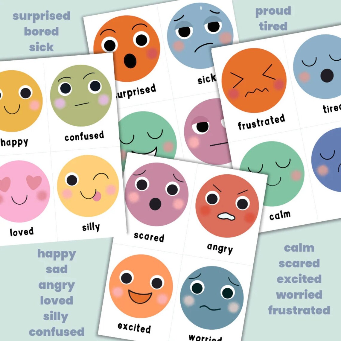 Emotion Flashcards and Coping Cards, Emotional Regulation, Social Emotional Learning, Feeling ...