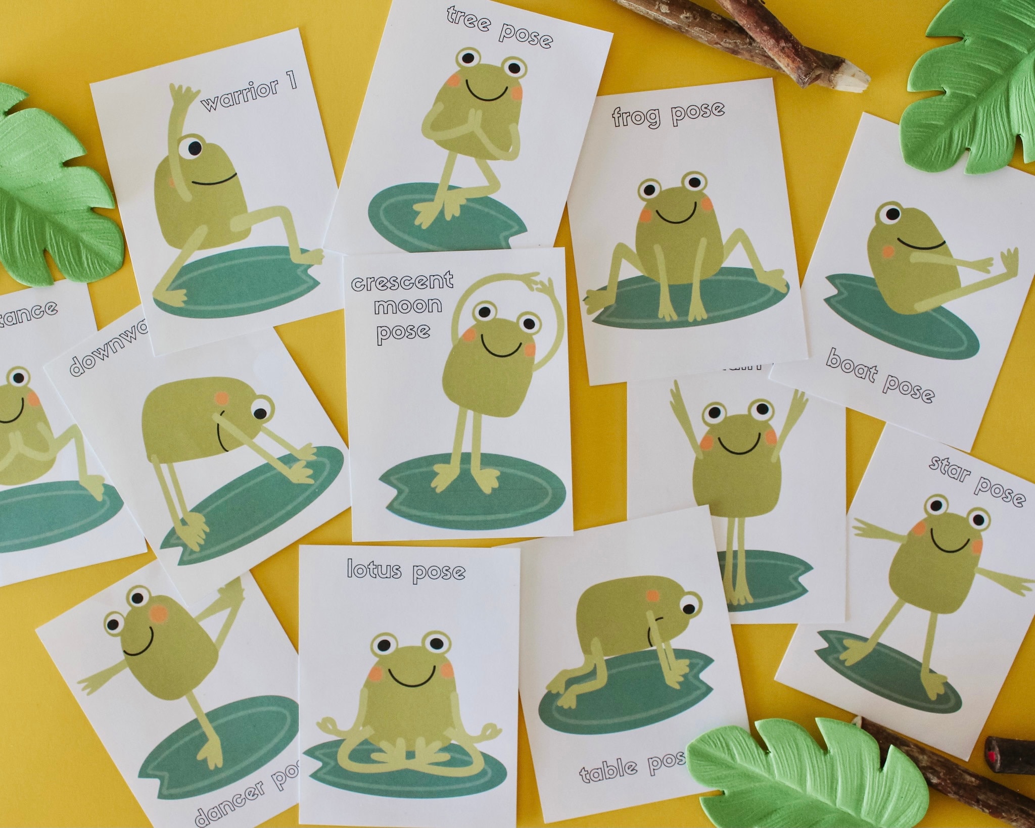 Frog Themed Yoga Cards Kids Yoga Flashcards Movement - Etsy
