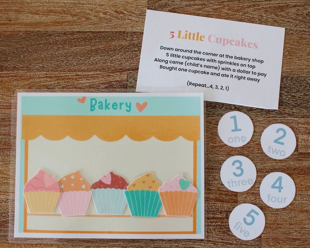 5 Little Cupcakes Rhyme and Visuals, Preschool Printable Activities ...