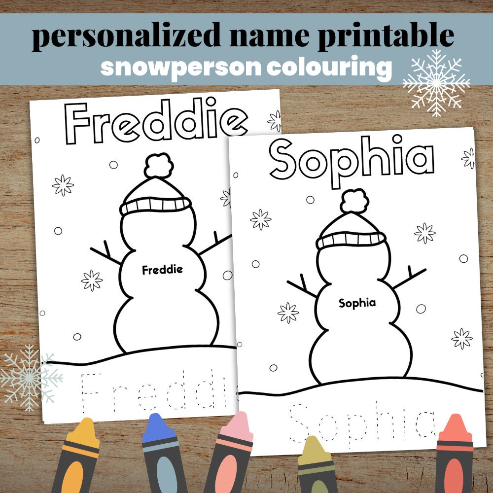 Personalized Snowman Name Colouring Page, Winter Preschool Printable ...