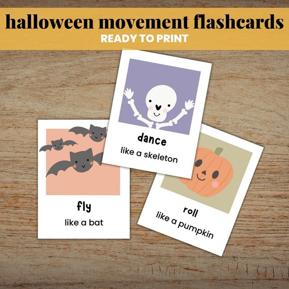 Halloween Movement Flashcards Movement Cards Fall Printable - Etsy
