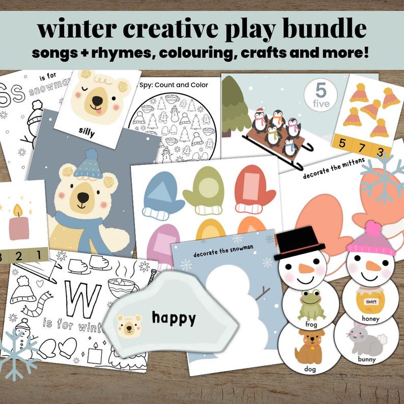 Printable Winter Activities Bundle, Winter Preschool Curriculum, Early ...