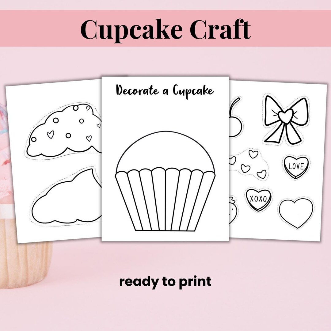 Printable Cupcake Craft, Valentine’s Preschool Craft, Make a Cupcake ...