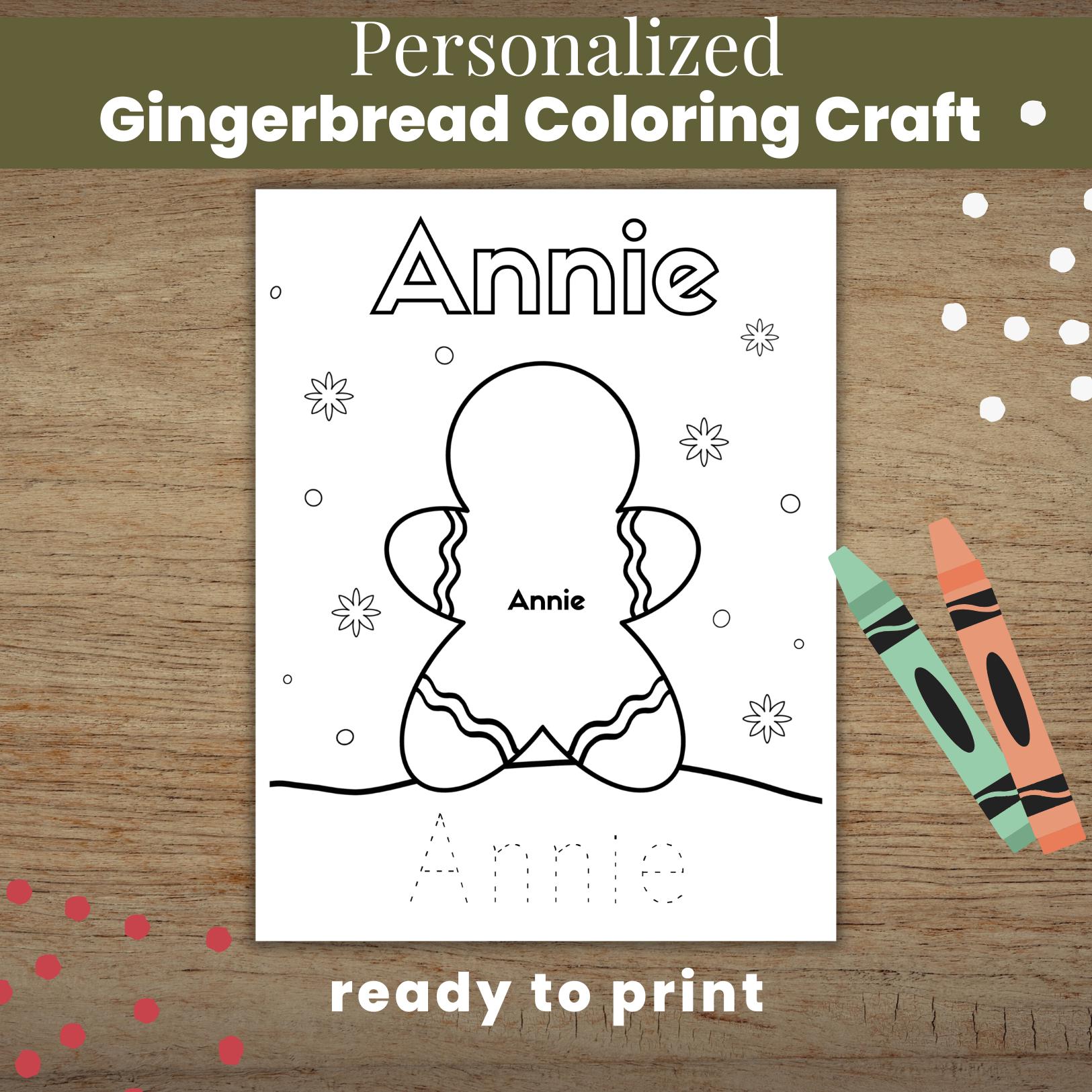Editable Gingerbread Man Name Colouring Craft, Personalized Christmas ...