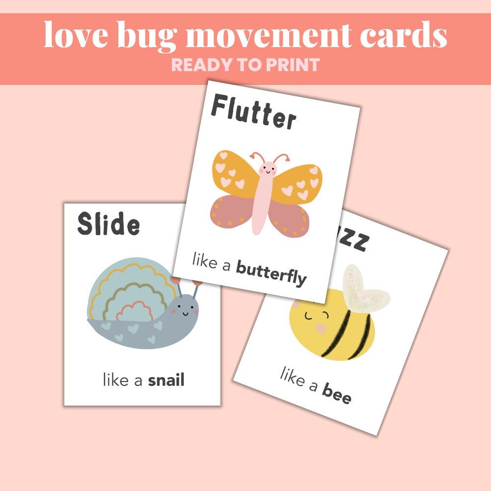 Love Bug Movement Cards, Insect Flashcards, Preschool Bug Activities ...