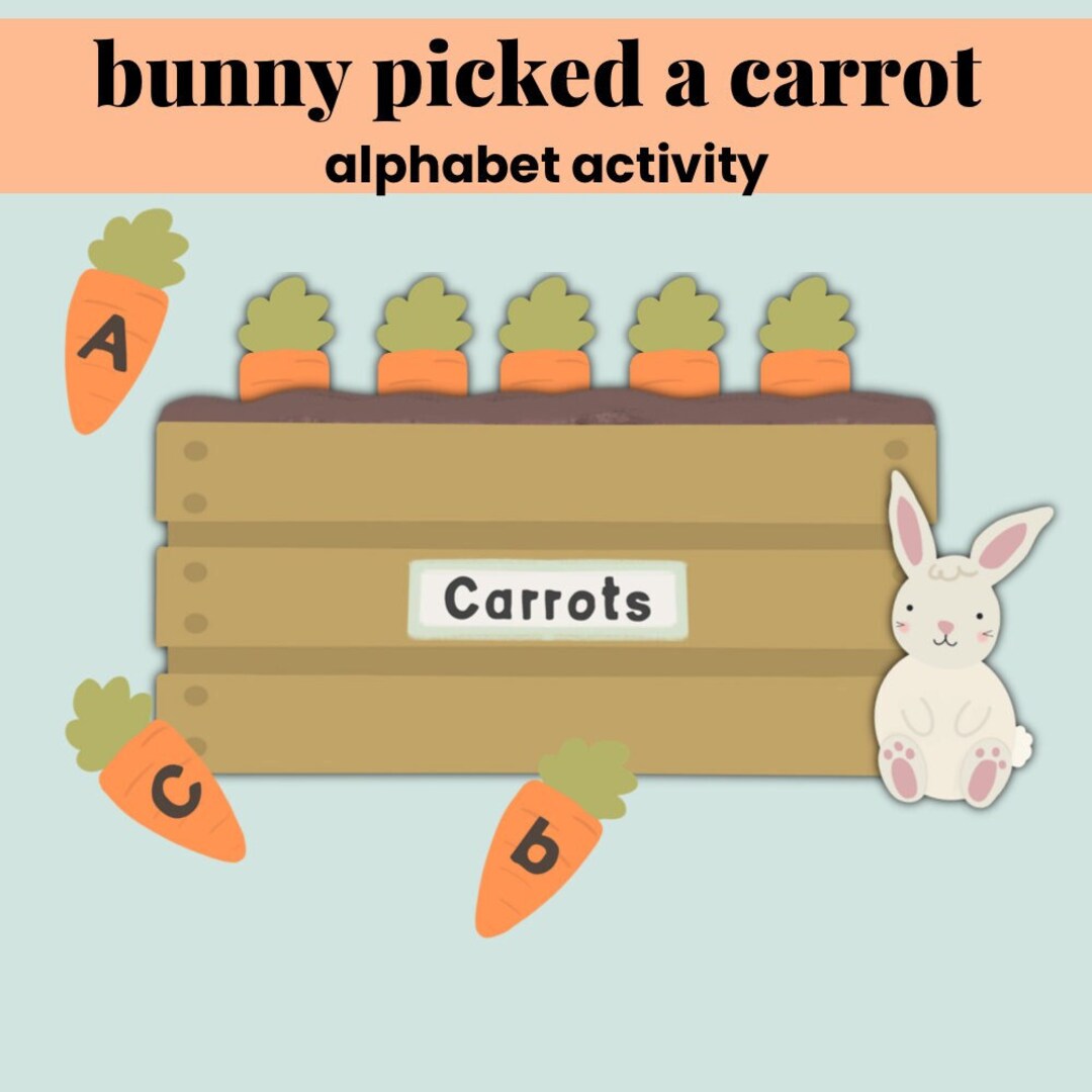 Bunny and Carrot Alphabet Activity Spring Garden Printable - Etsy