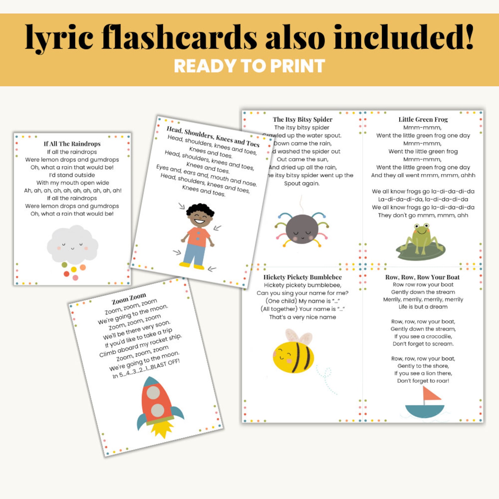 Circle Time Song Cards & Lyrics | Preschool Curriculum Printable ...