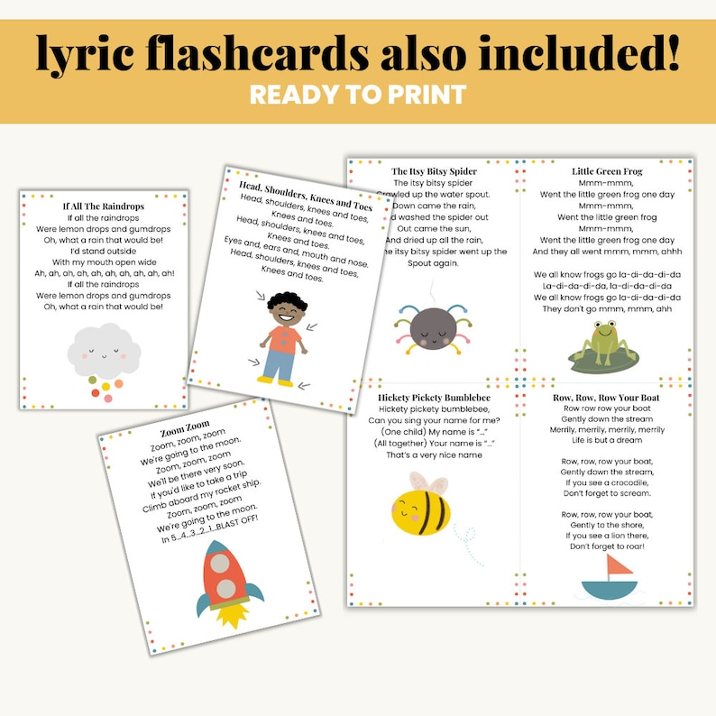 Circle Time Song Cards & Lyrics | Preschool Curriculum Printable ...