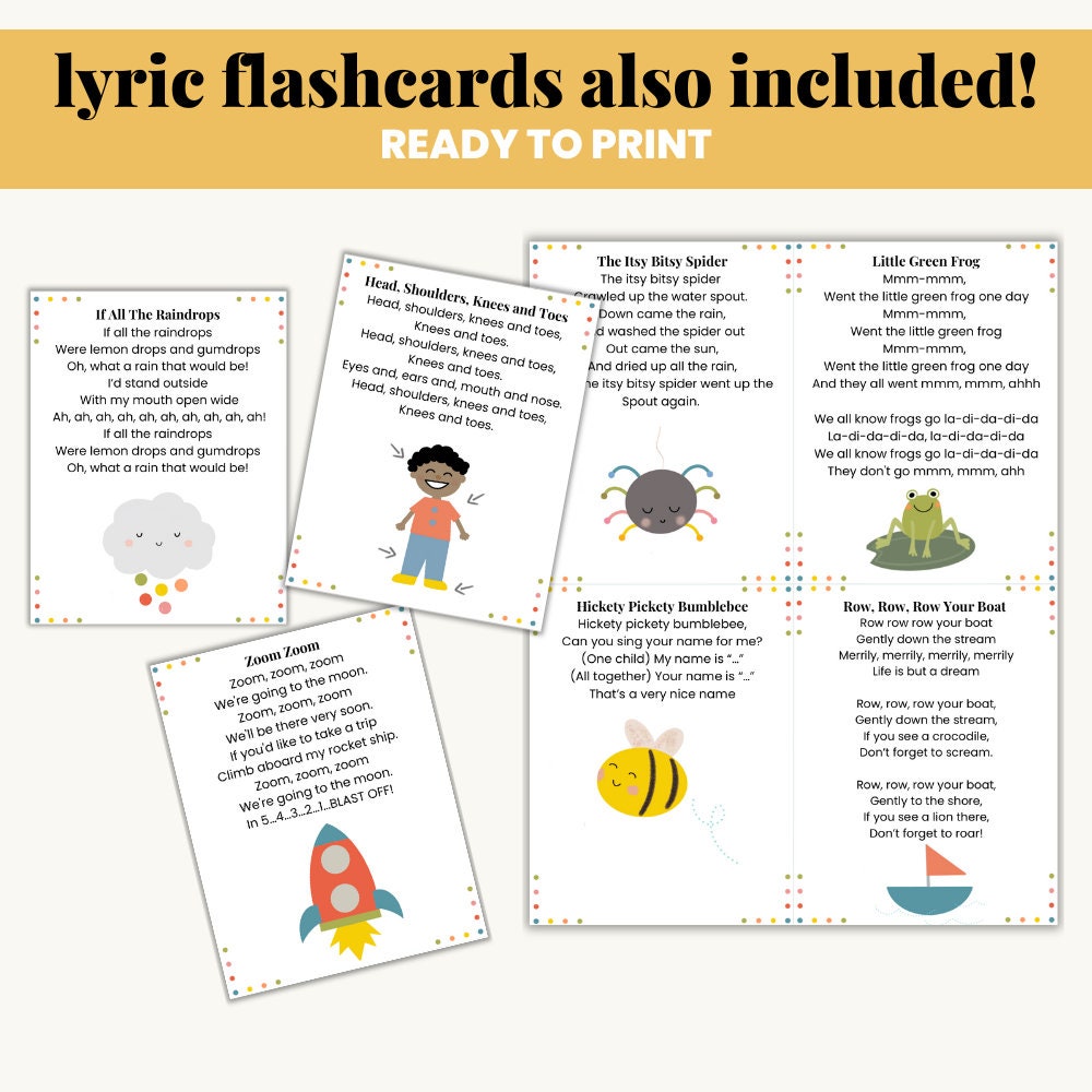 Circle Time Song Cards & Lyrics | Preschool Curriculum Printable ...