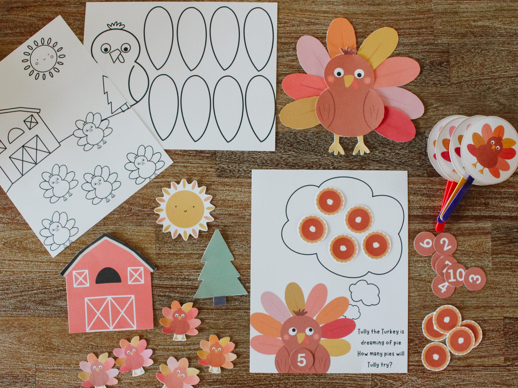 Turkey Activity Pack, Thanksgiving Preschool Printables, Preschool Math ...