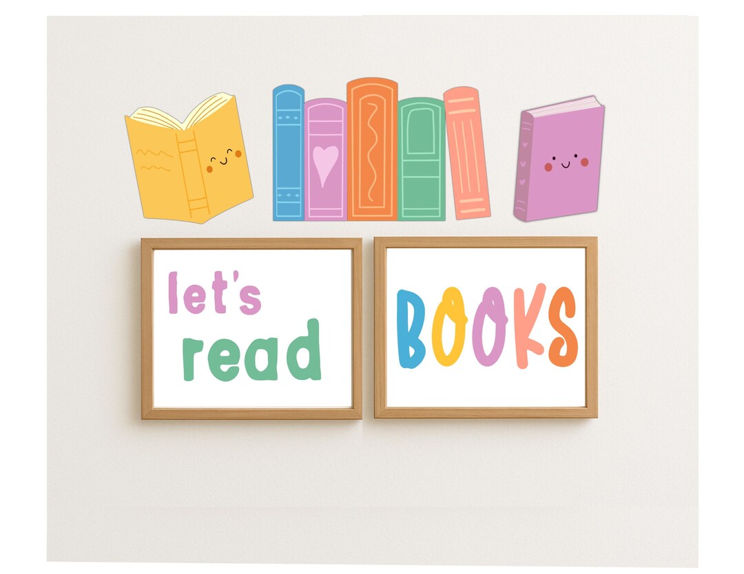 Let's Read BOOKS Classroom Posters: Reading Nook Decor (digital ...