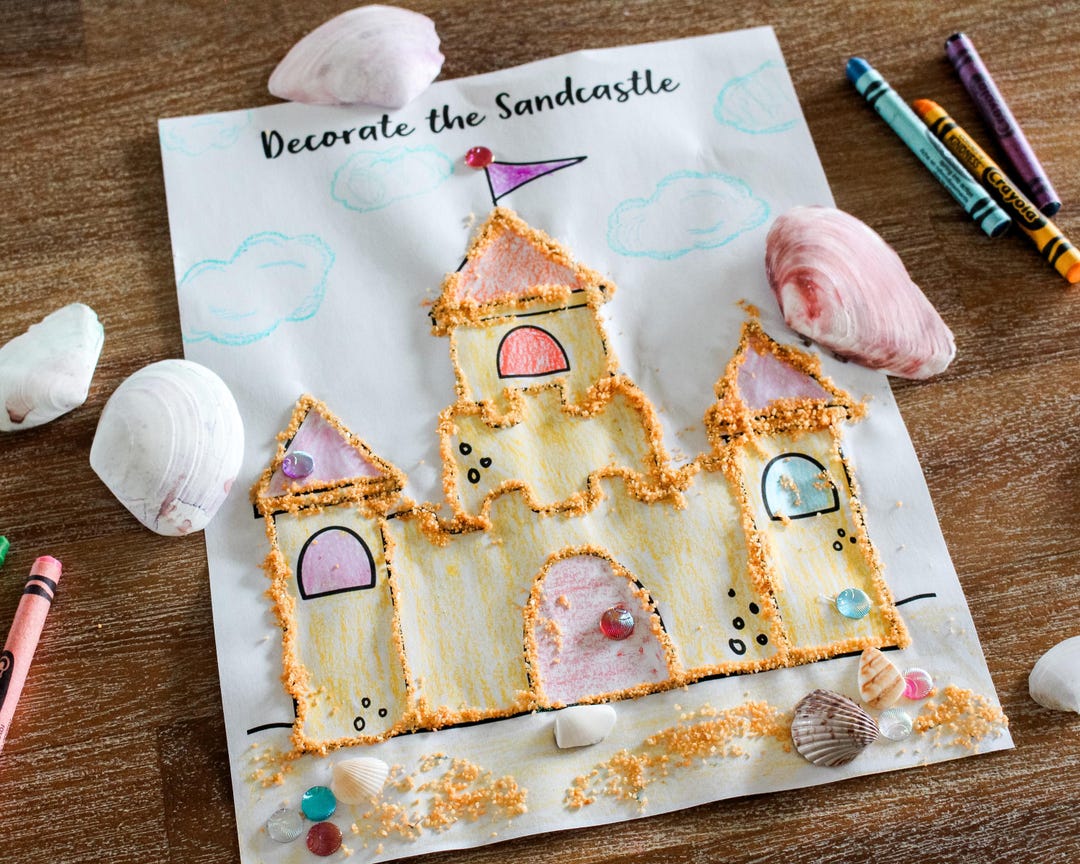 Decorate the Sandcastle Craft Activity, Summer Coloring Craft ...