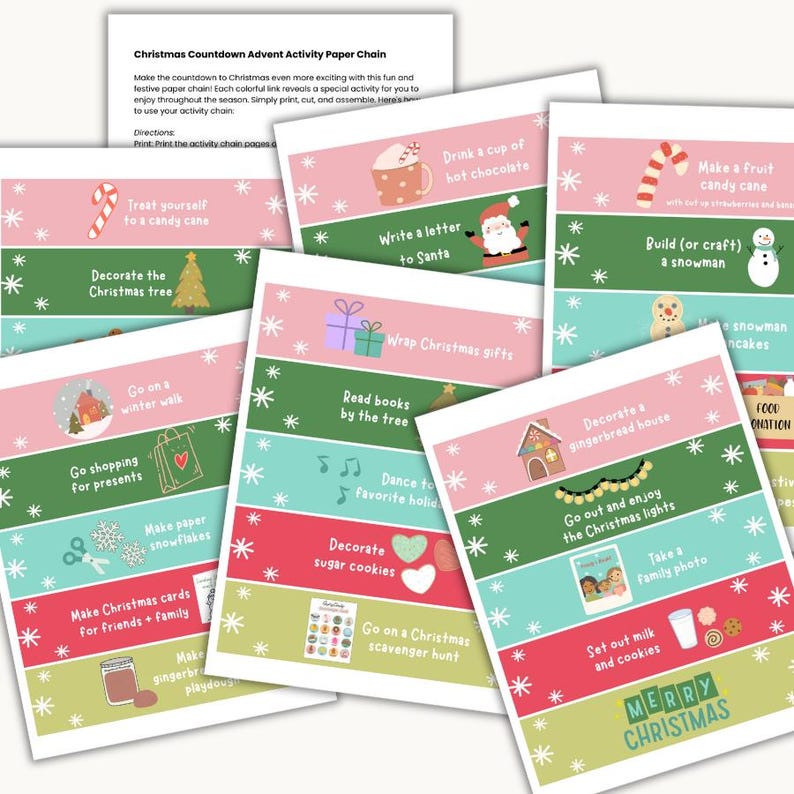 Advent Activities Paper Chain, Printable Advent Calendar for Kids ...