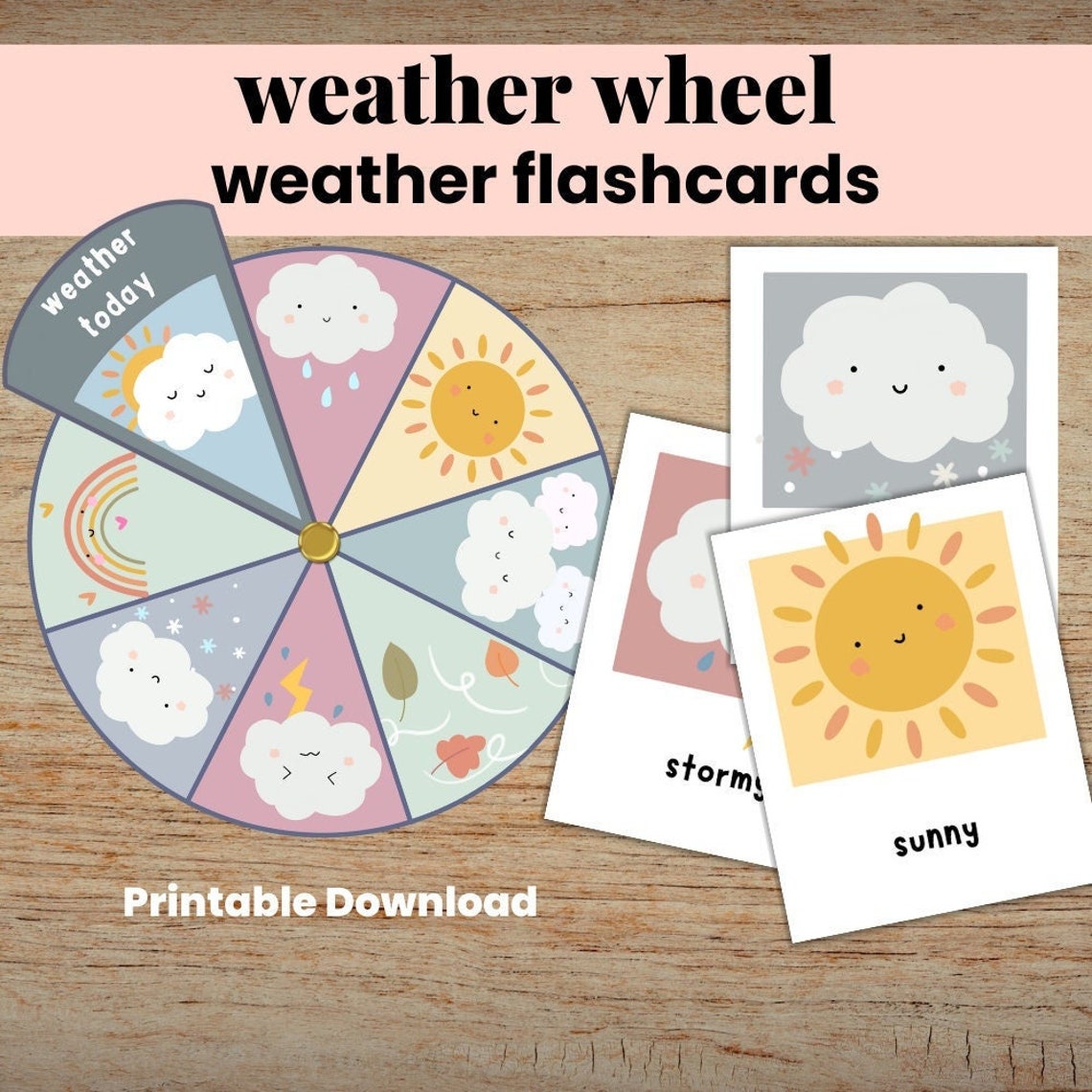 Weather Wheel and Weather Flashcards, Weather Preschool Printables ...