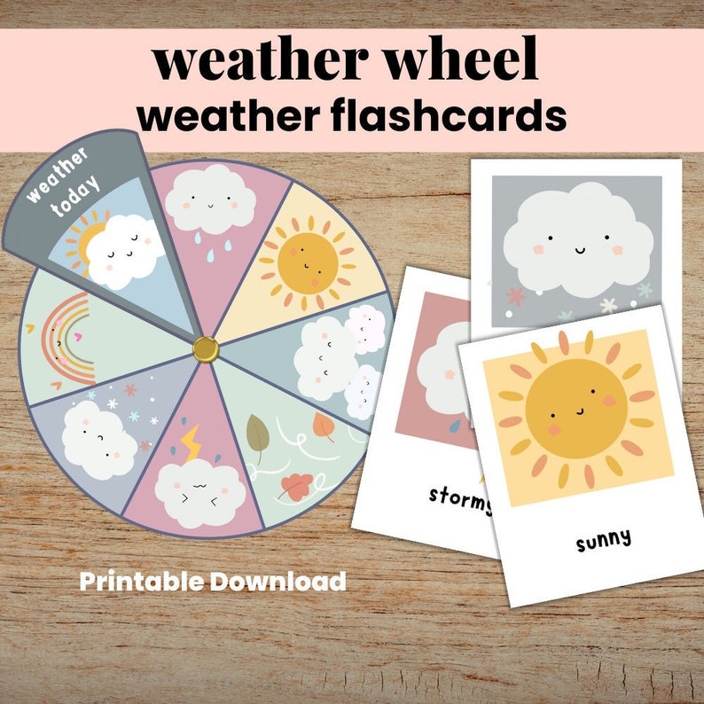 Weather Wheel and Weather Flashcards, Weather Preschool Printables ...