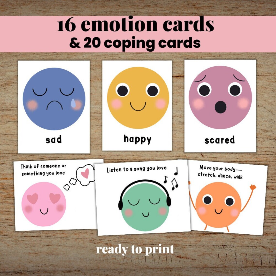 Emotion Flashcards and Coping Cards, Emotional Regulation, Social Emotional Learning, Feeling ...