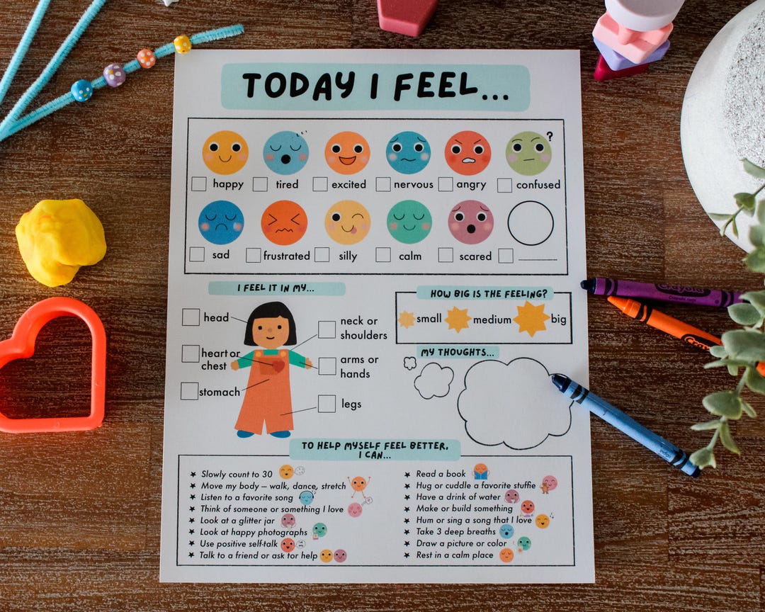 Feelings Check-in Printable for Kids, Self Regulation, Emotional ...