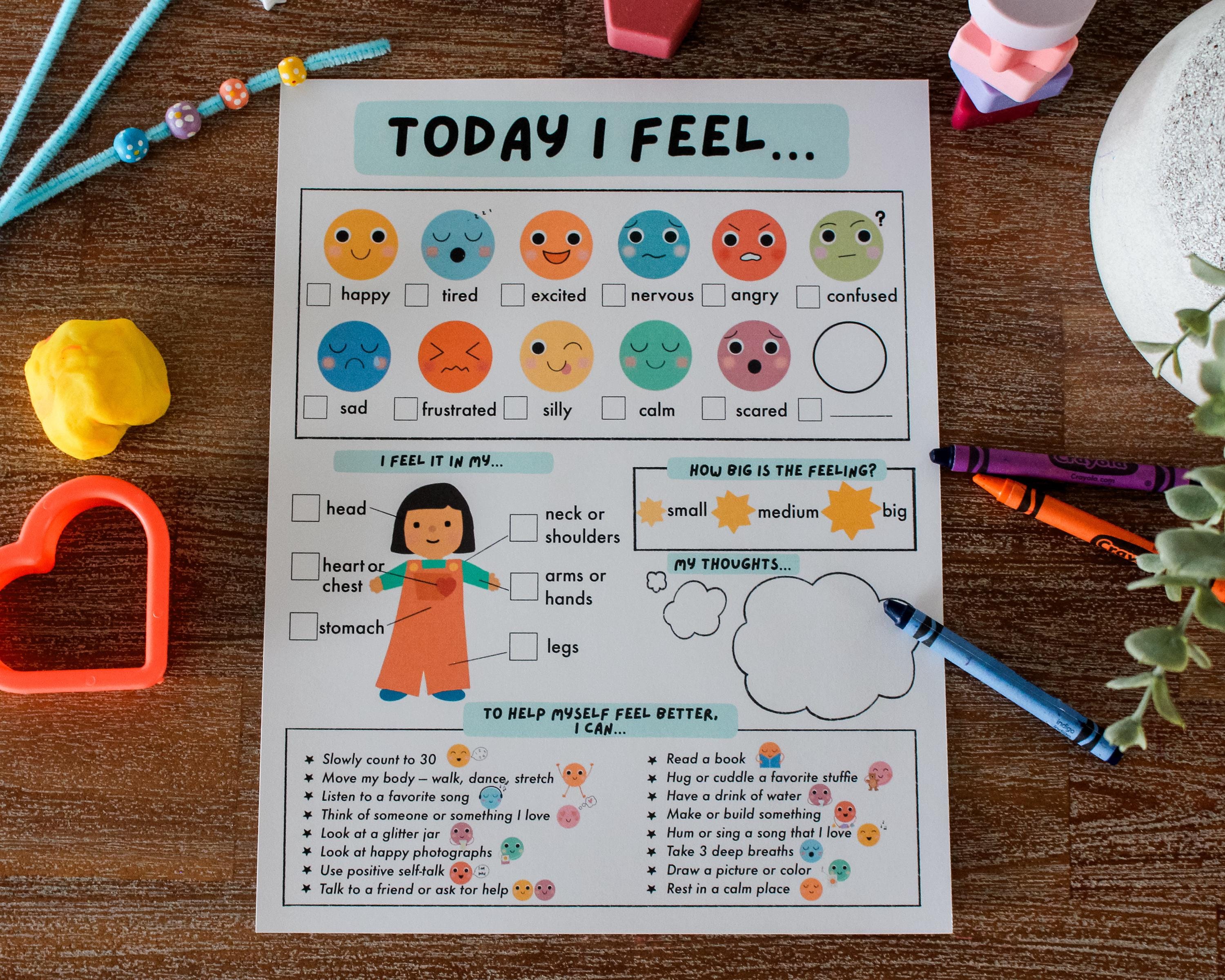 Feelings Check-in Printable for Kids, Self Regulation, Emotional ...