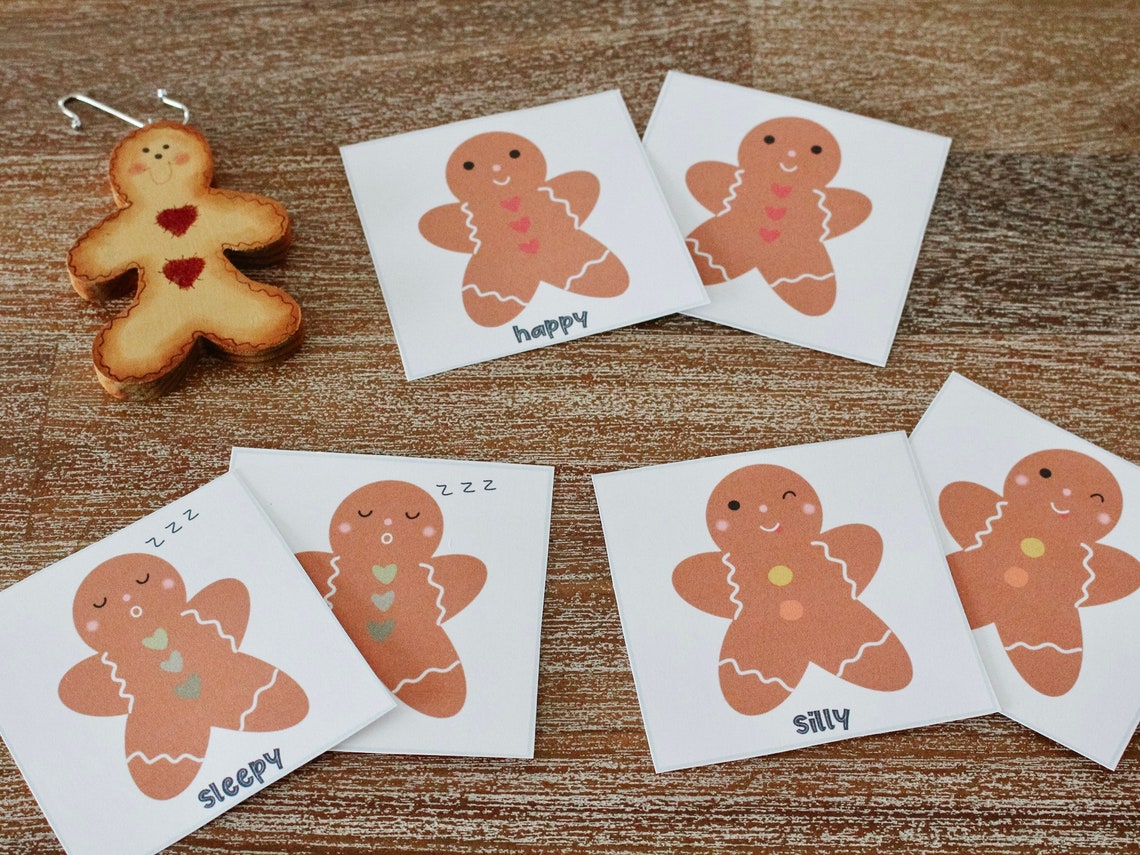 Gingerbread Emotion Memory Game, Preschool Christmas Printable Activity ...