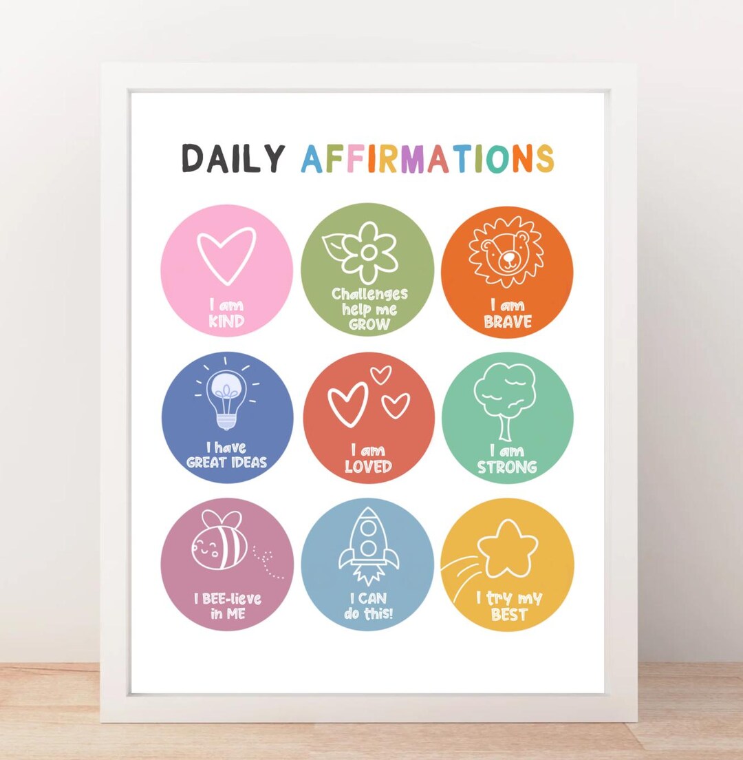 Daily Affirmations Poster for Kids, Social Emotional Learning, Self ...