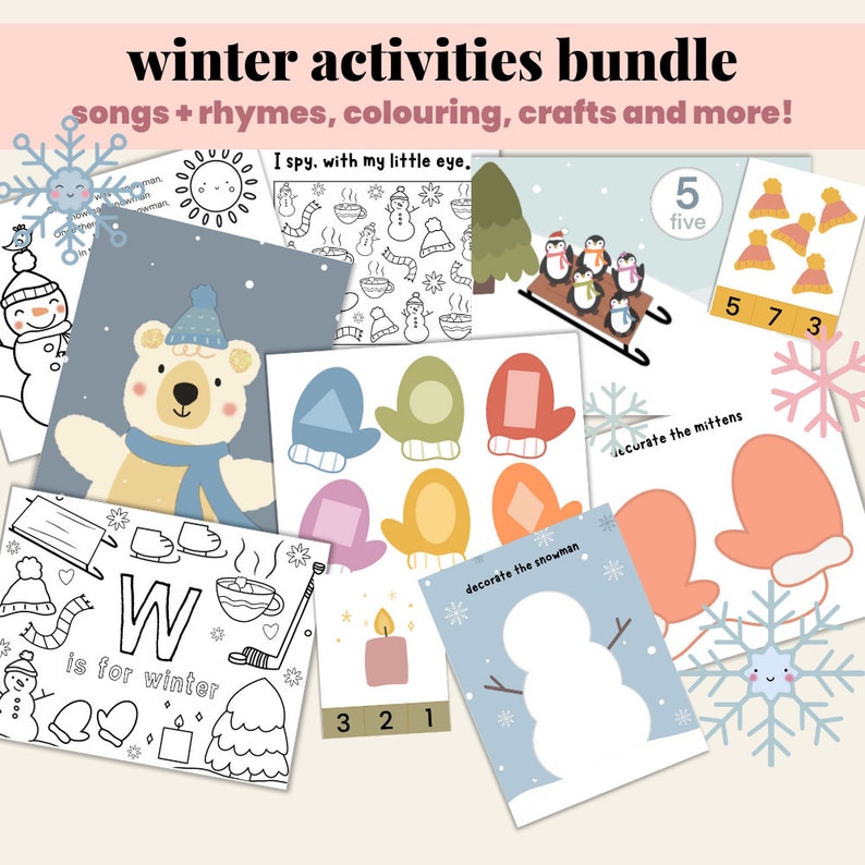 Printable Winter Activities Bundle, Winter Preschool Curriculum, Early ...
