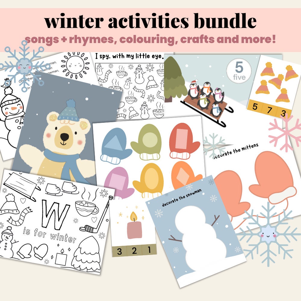 Printable Winter Activities Bundle, Winter Preschool Curriculum, Early ...
