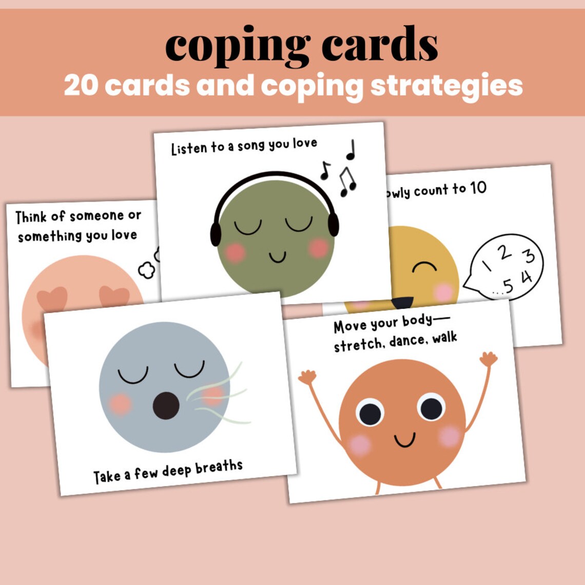 Boho Emotion Flashcards and Coping Cards, Emotional Regulation, Social ...