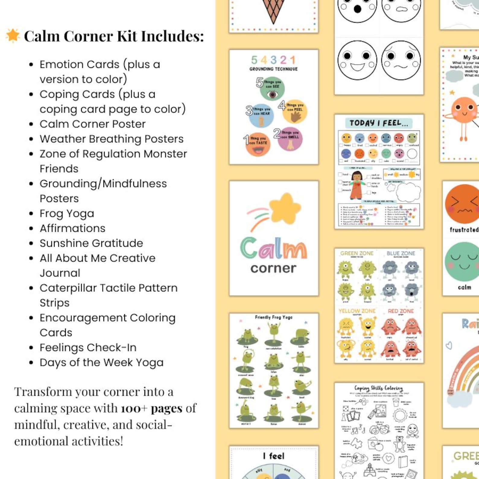 Calm Down Corner Printable Kit, Calming Corner Posters, Emotional ...