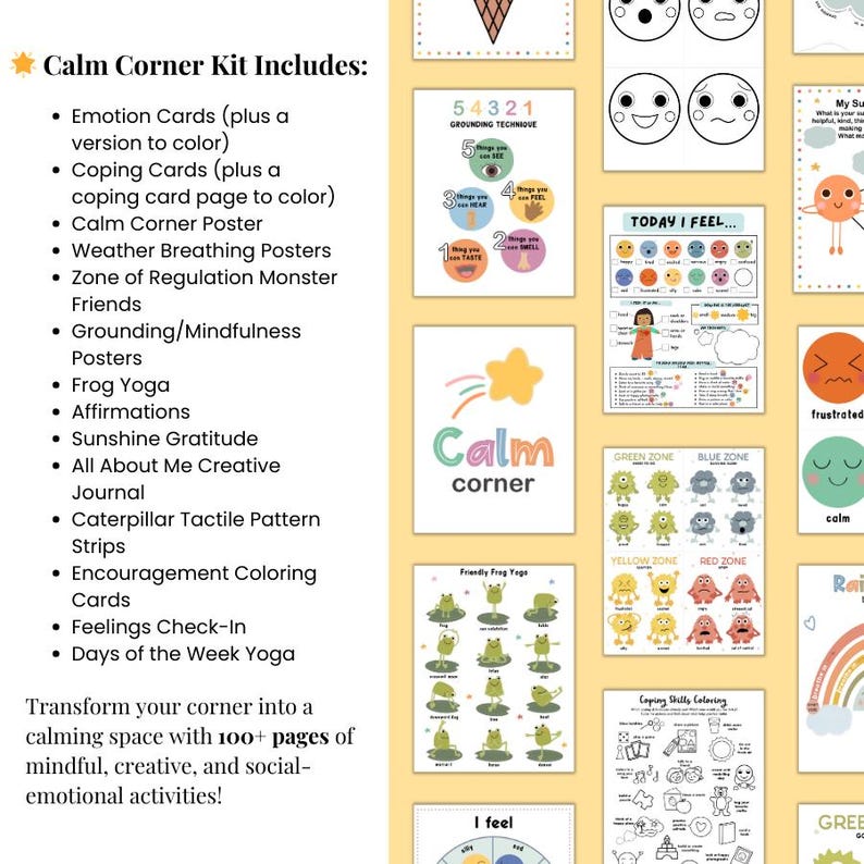 Calm Down Corner Printable Kit, Calming Corner Posters, Emotional ...