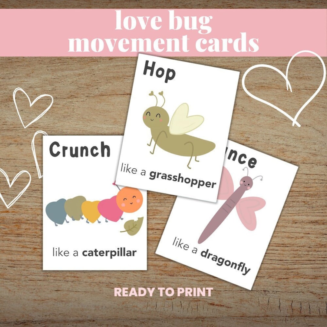 Love Bug Movement Cards, Insect Flashcards, Preschool Bug Activities ...