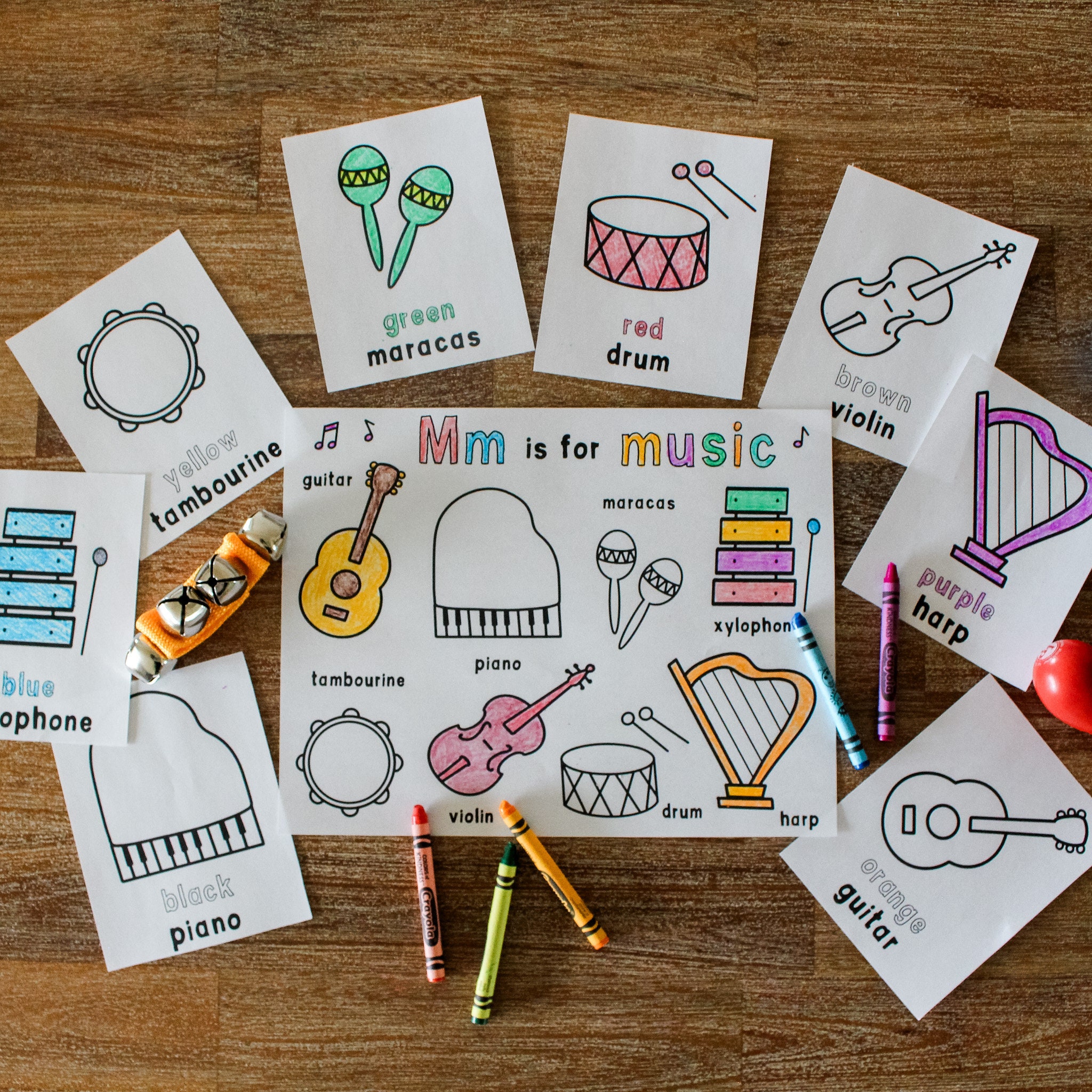 Music Colouring Activity and Flashcards, Guess the Instrument Colouring ...