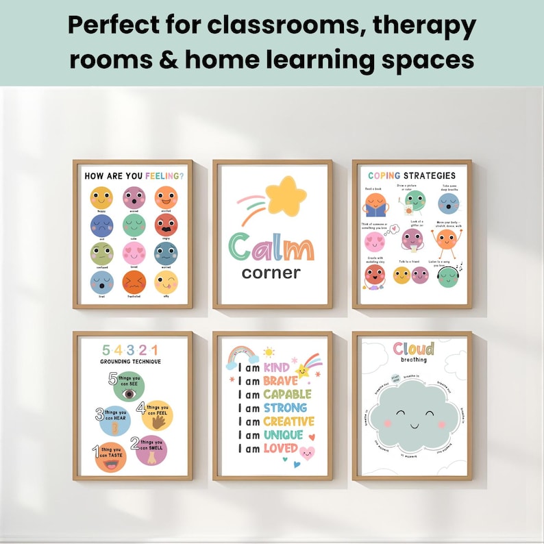 Calm Corner Poster Set, 12 Printable Posters for Emotional Regulation ...