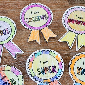 Affirmation Prize Ribbon Badges, Social Emotional Learning, Kids ...