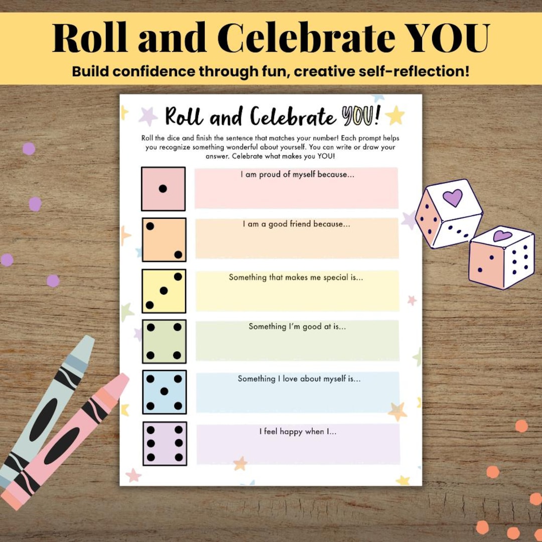 Roll and Celebrate You, Self- Esteem Worksheet for Kids, Social ...