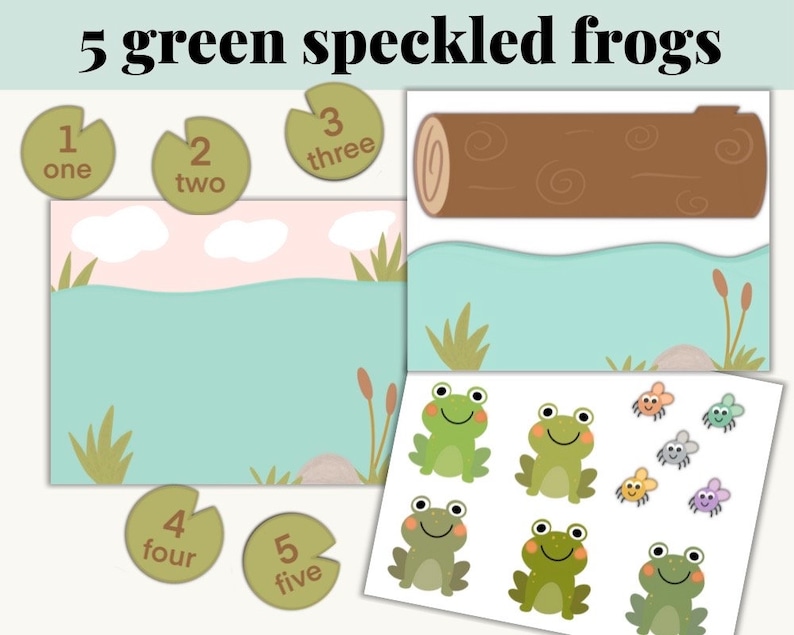 Five Green and Speckled Frogs Song 5 Little Speckled Frogs - Etsy