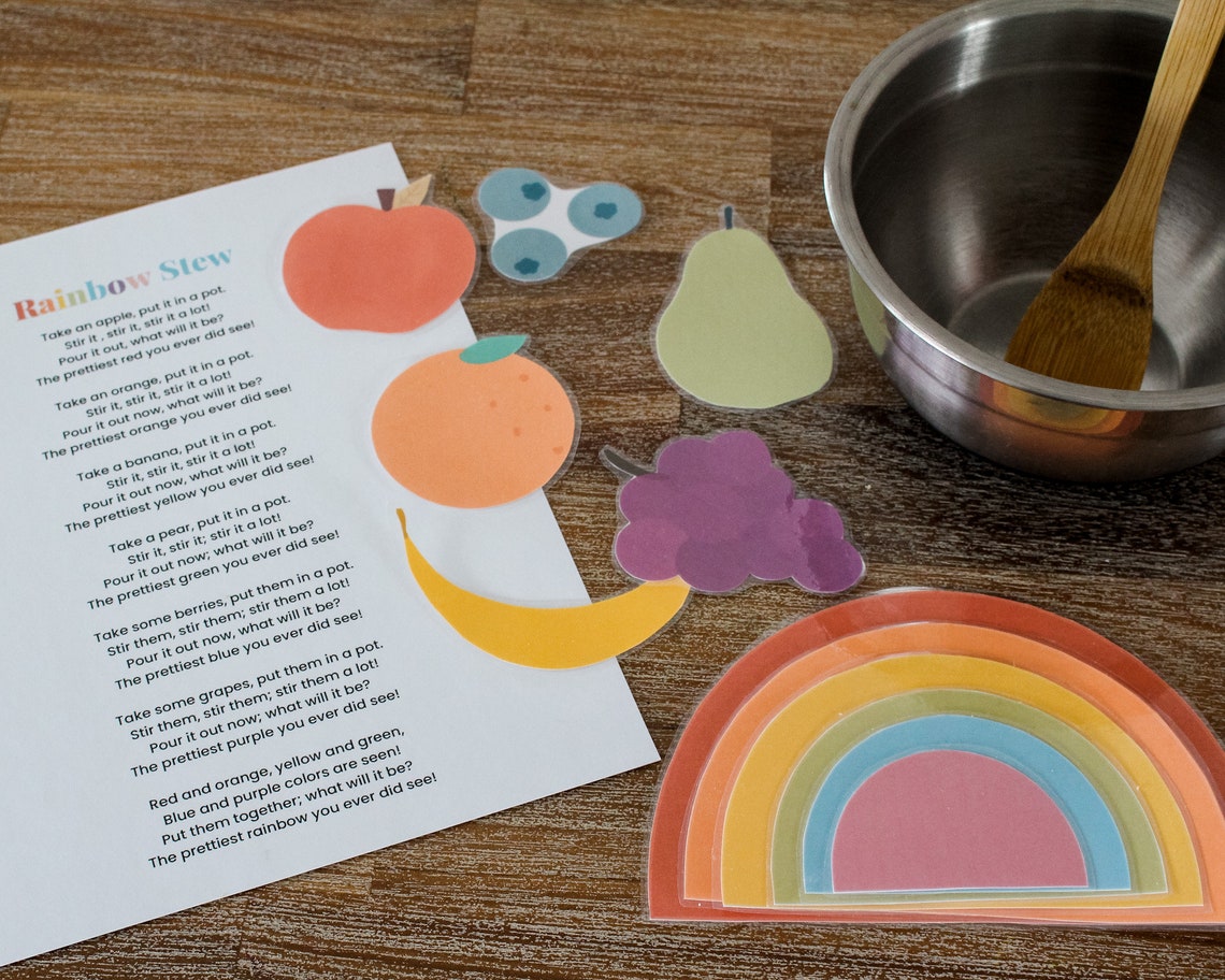 Rainbow Stew Song Activity, Rainbow Preschool Printables, Fruit ...