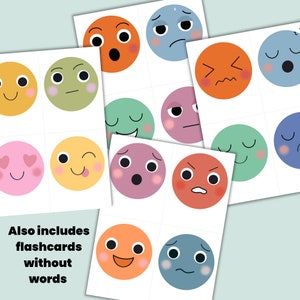 Emotion Face Flashcards, Emotion Preschool Printables, Social Emotional ...