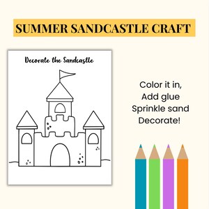 Decorate the Sandcastle Craft Activity, Summer Coloring Craft ...