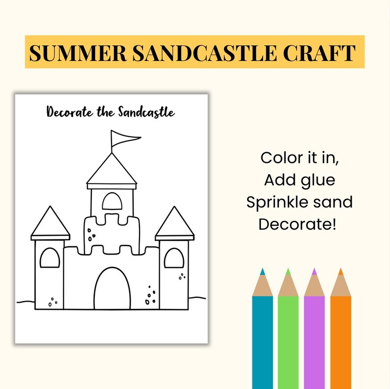 Decorate the Sandcastle Craft Activity, Summer Coloring Craft ...