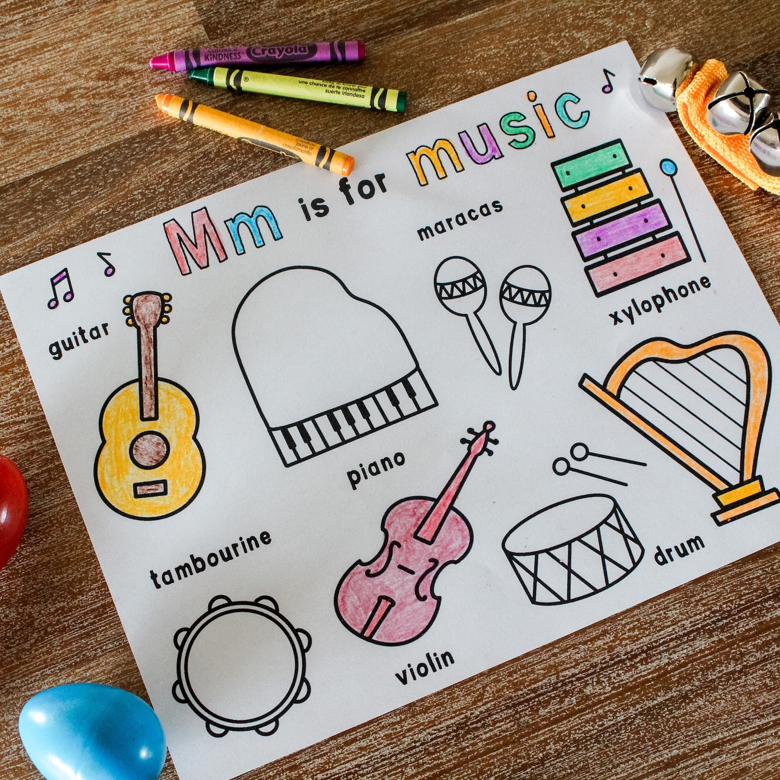 Music Colouring Activity and Flashcards, Guess the Instrument Colouring ...